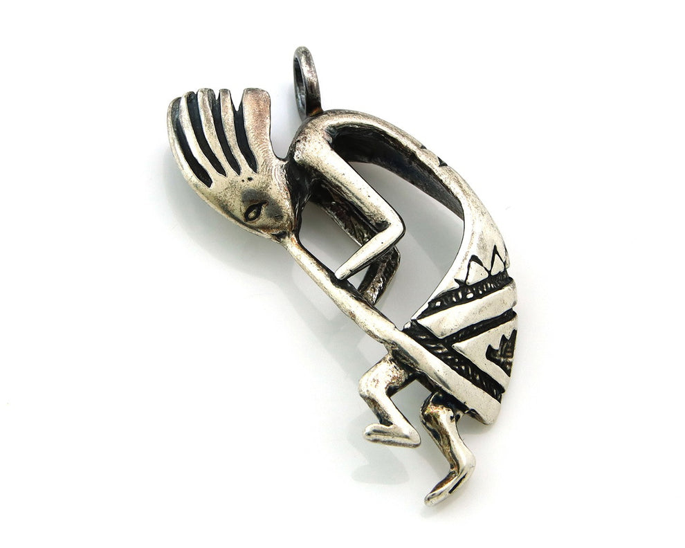 Navajo Kokopelli Pendant Sterling Silver Authentic Traditional Native ...