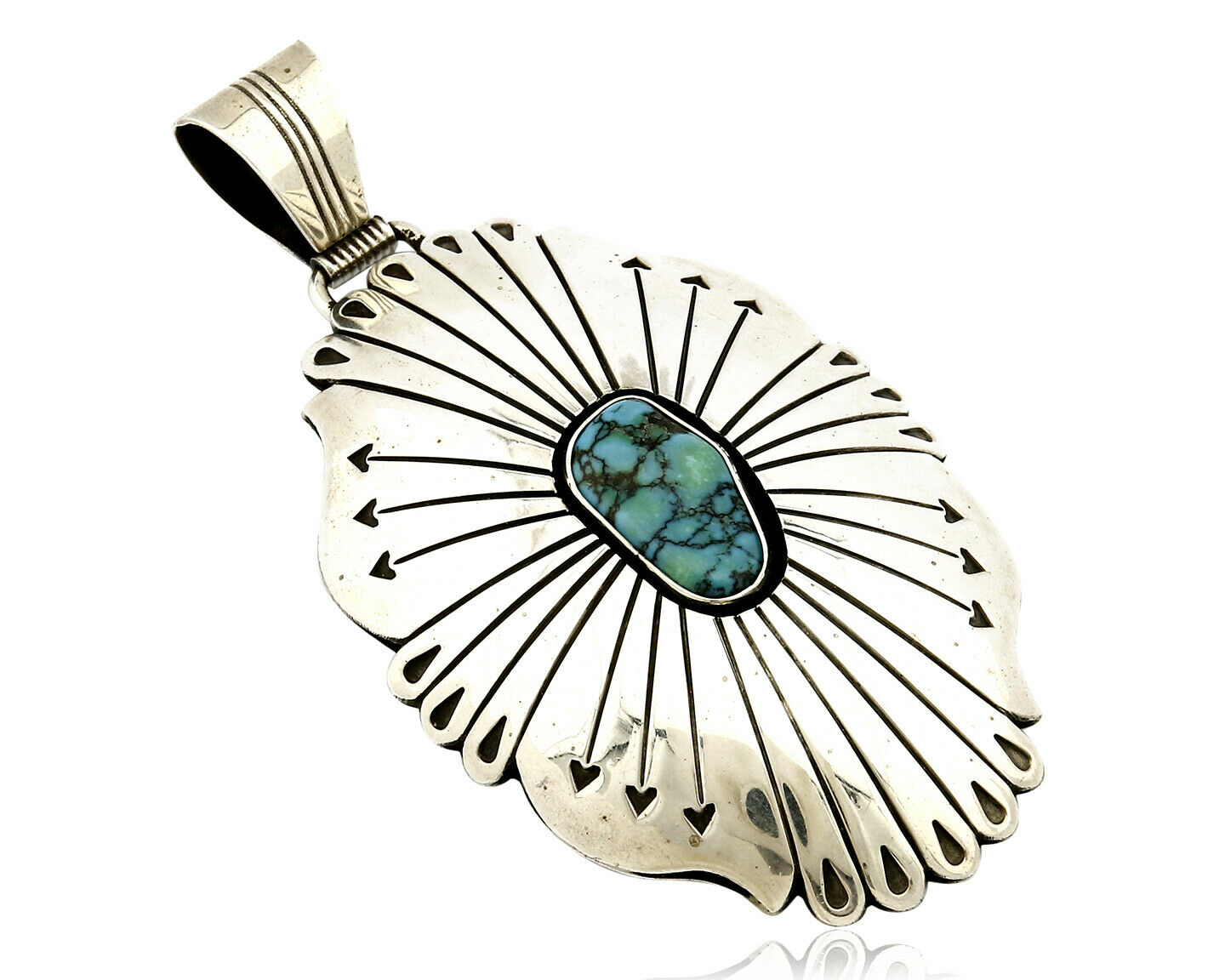 Navajo D Begay Pendant Natural Turquoise .925 Silver Hand Stamped C.80 ...