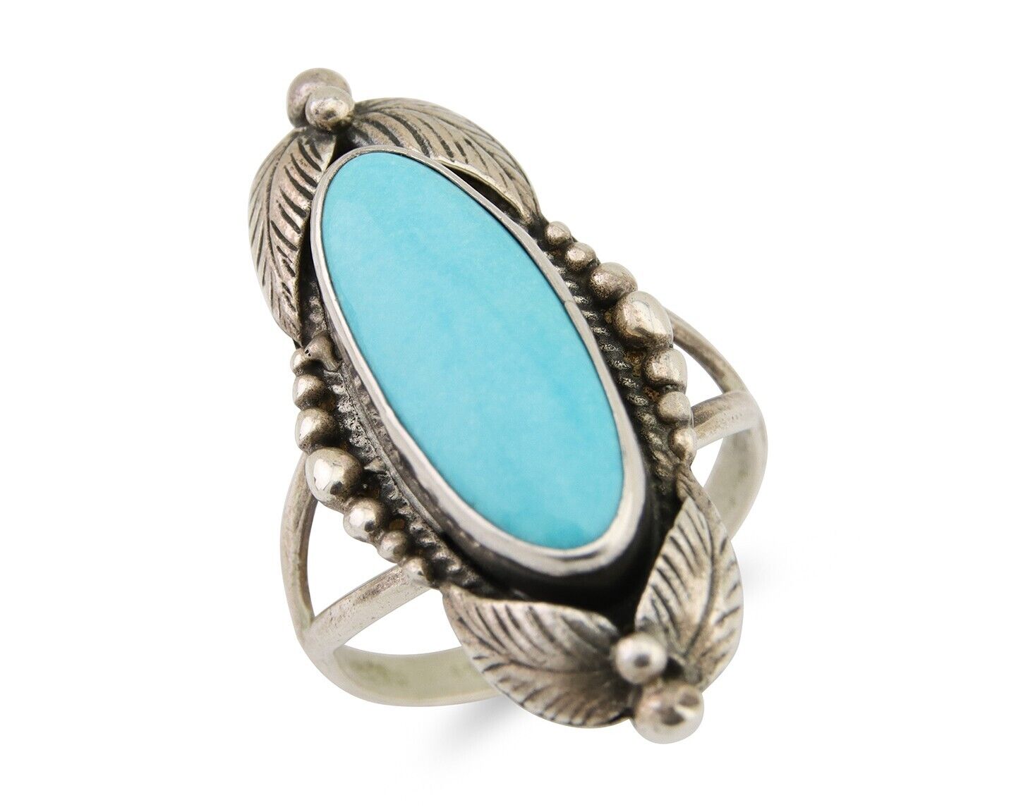 Navajo Ring 925 Silver Natural Slab Turquoise Artist Signed Circle JW ...