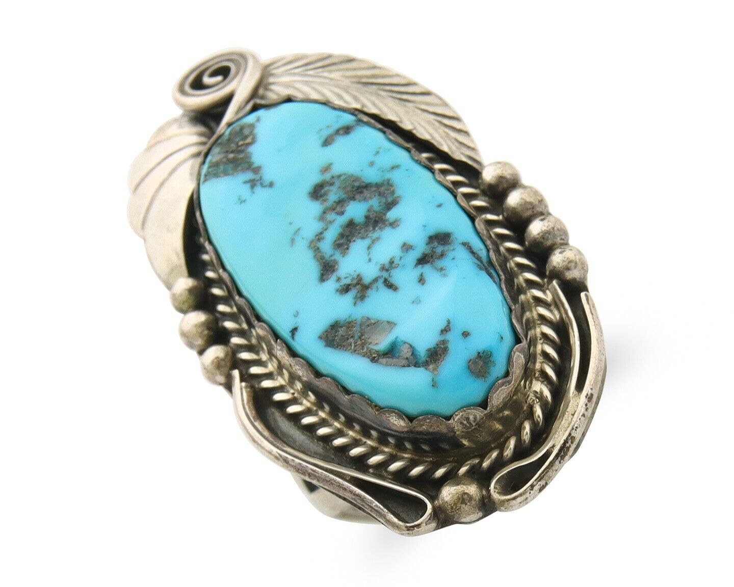 Navajo Ring 925 Sterling Turquoise Artist Justin Morris C.80's Size 7 ...