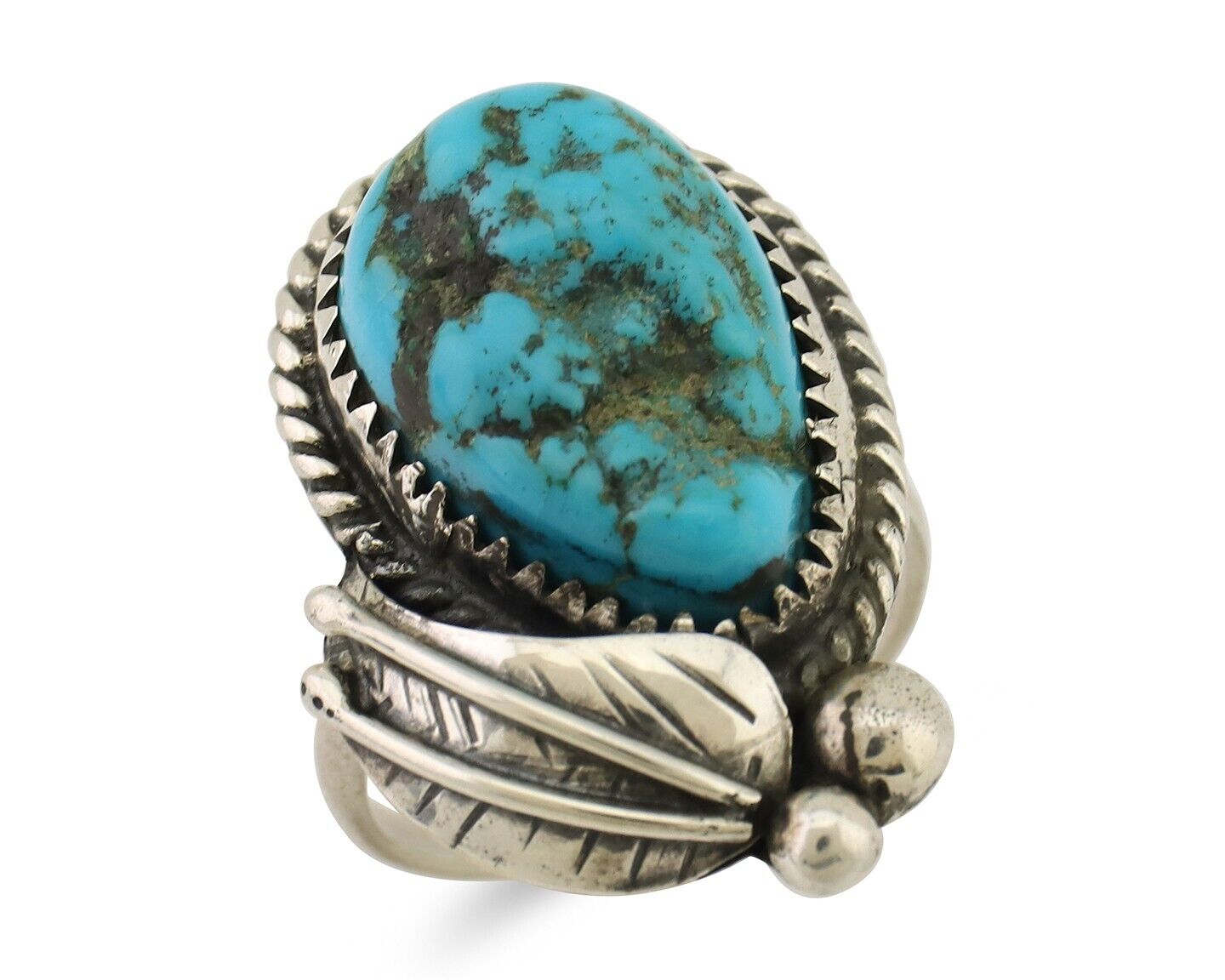 Navajo Ring 925 Silver Sleeping Beauty Turquoise Native Artist SC C.80 ...