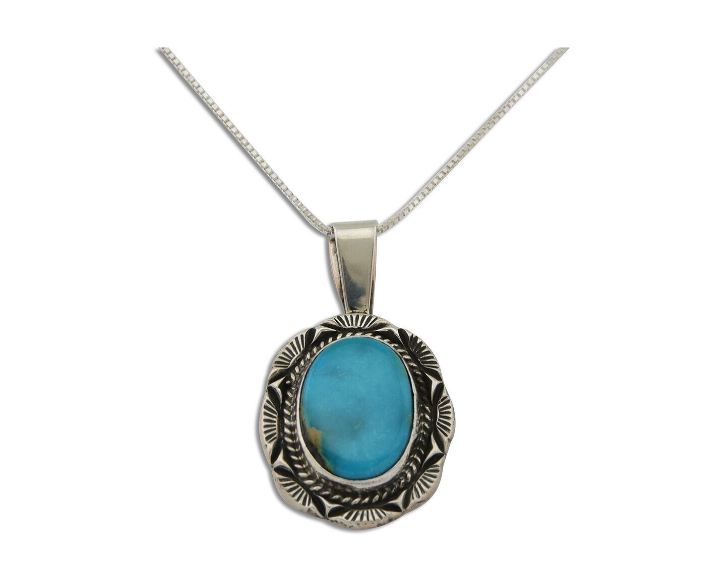 Navajo Necklace 925 Silver Blue Gem Turquoise Artist Signed Mike Begay ...
