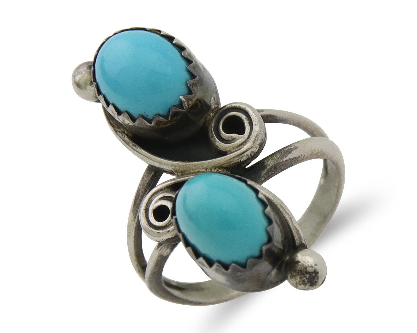 Navajo Ring 925 Silver Kingman Turquoise Native American Artist C.80's ...