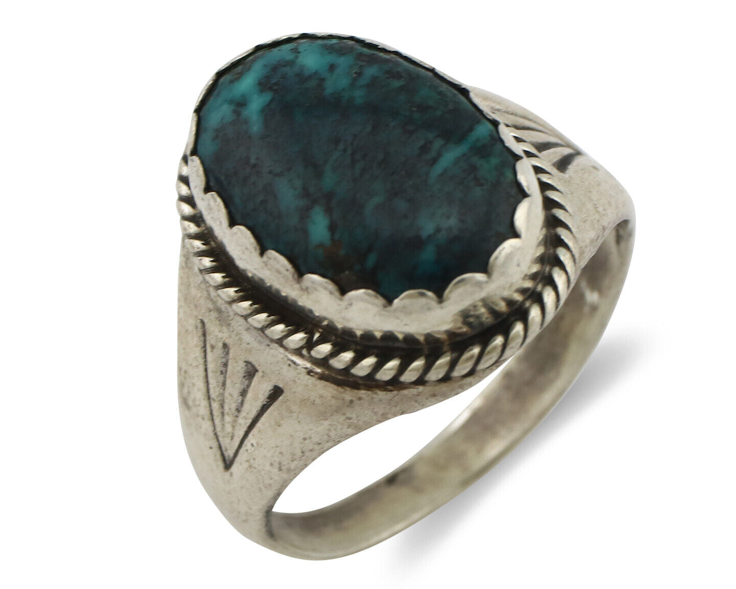 Navajo Ring .925 Silver Black Turquoise Native American Artist C.80's ...