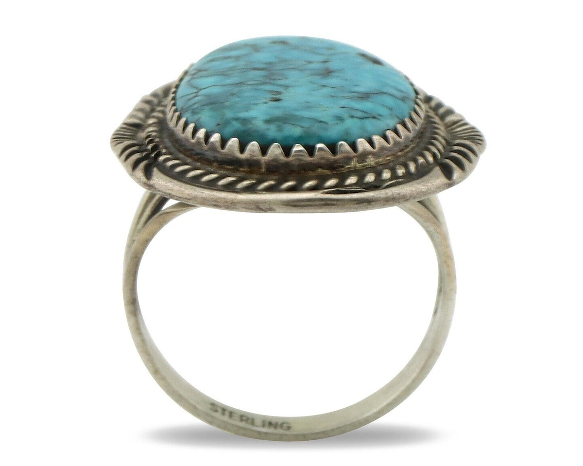 Navajo Ring .925 Silver Turquoise Artist Signed TALHAT C.80's – Lorena ...