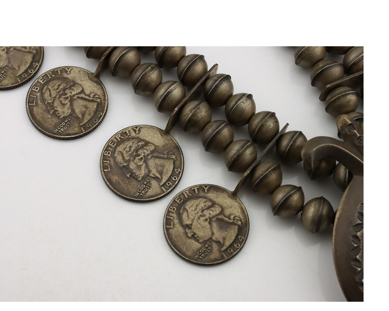 Navajo Coin Quarter Necklace 925 Silver Hand Stamped Native American A ...